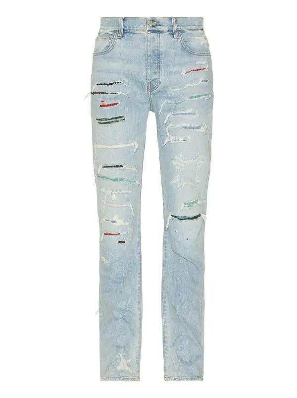 Amiri Ma Quad Gauze Repair Slim Jeans - Surf Indigo