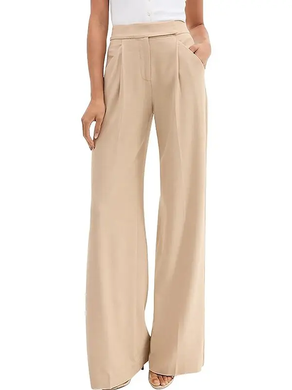 Veronica Beard Marbeau Wide Leg Trousers - Stone Khaki