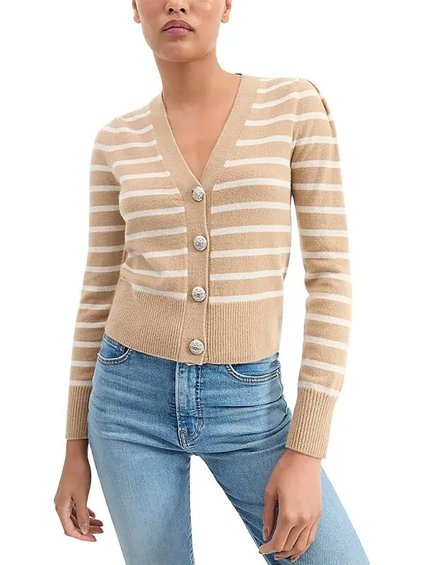 Veronica Beard Solene Cashmere Cardigan - Sand/ivory