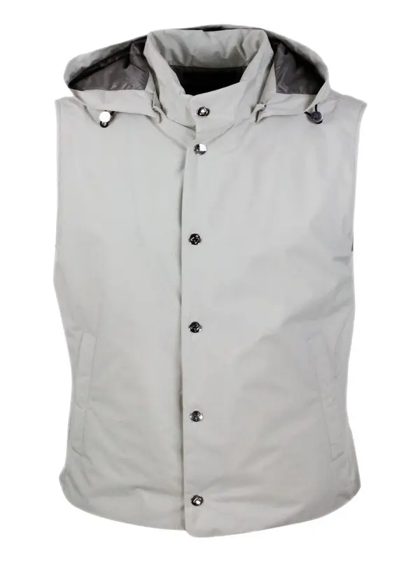 MONTECORE Sleeveless Vest With Detachable Hood - White