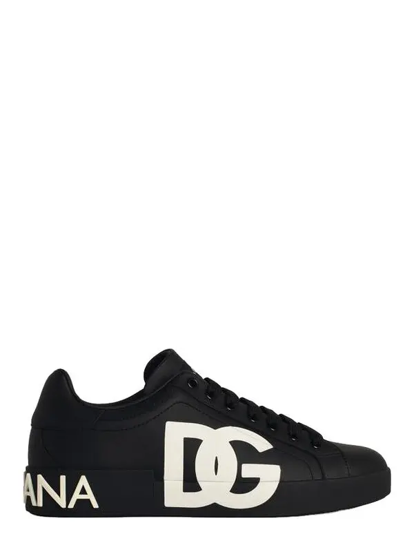 Dolce & Gabbana Portofino Leather Sneakers - Black