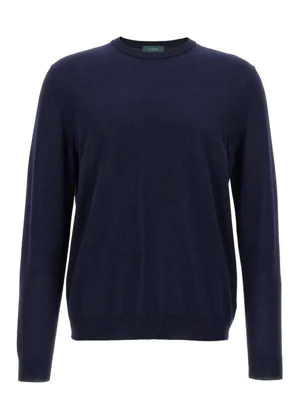 ZANONE Cotton Crew Neck Sweater - Blue