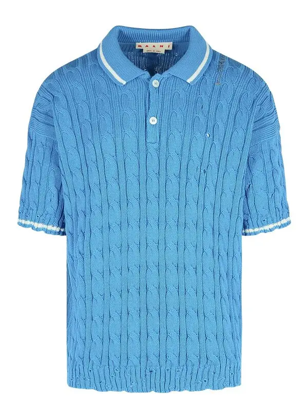 Marni Polo Shirt In Cotton - Light Blue