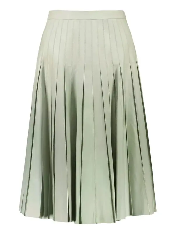 YVES SALOMON Lambskin Pleated Midi Skirt - Green
