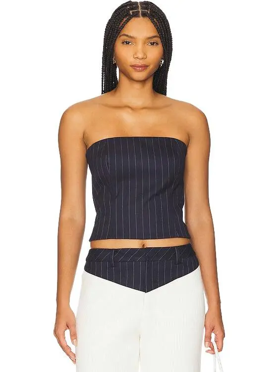 SEROYA Bridgette Bustier Top - Navy Pinstripe