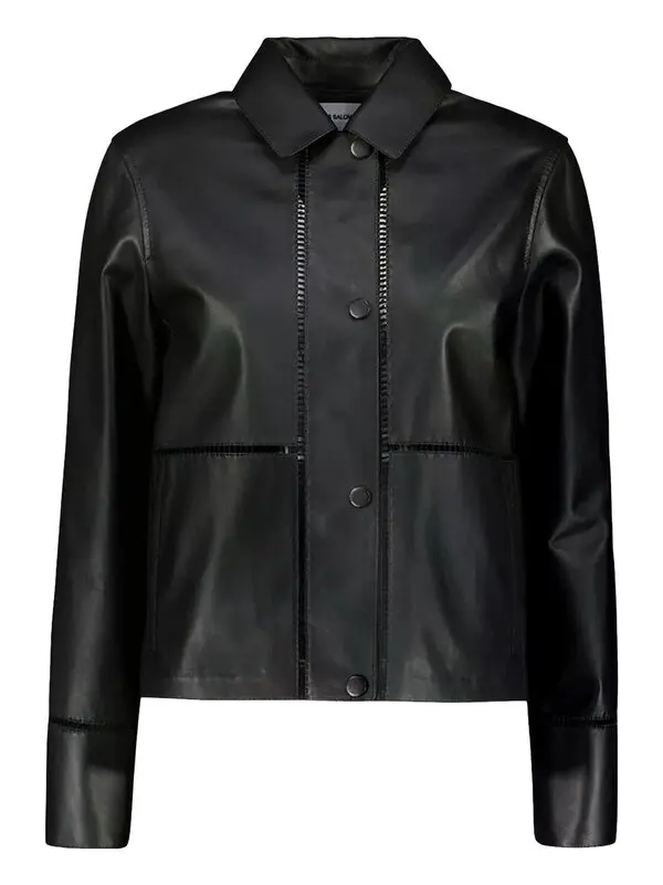 YVES SALOMON Ladder-stitch Leather Jacket - Black