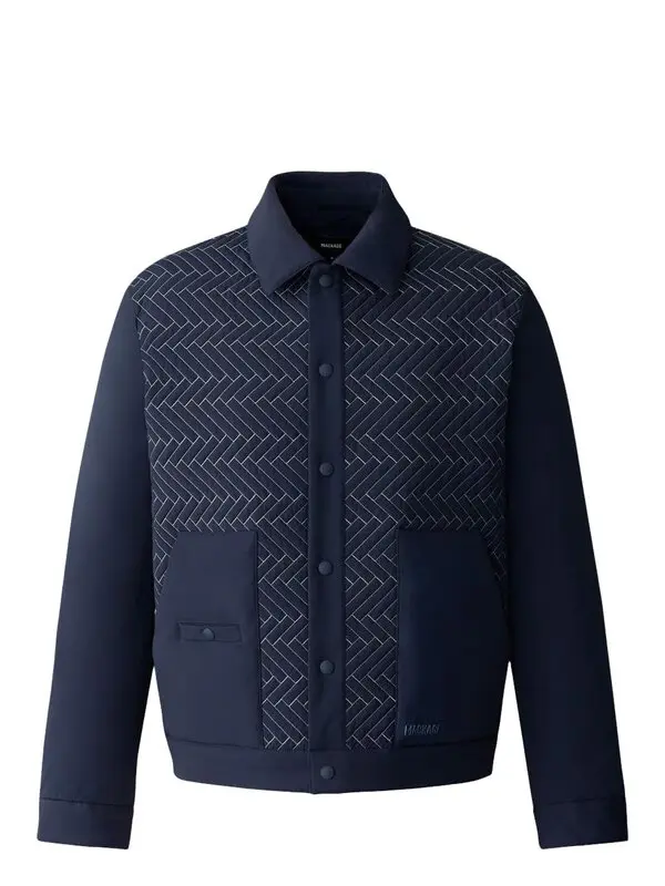 Mackage Maxwell Quilted Down Shirt Jacket - Navy-cream