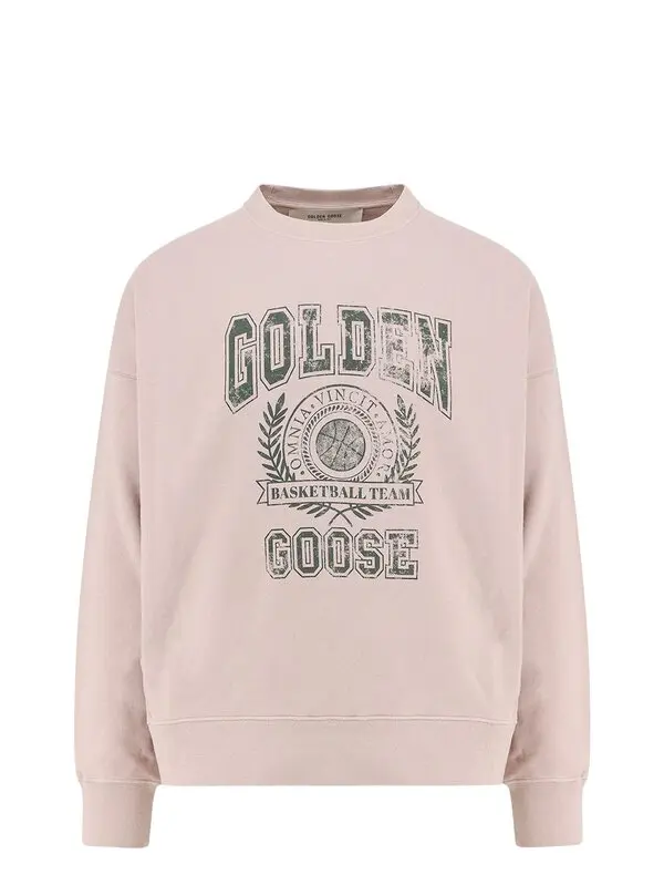 Golden Goose Nelson Organic Cotton Long Sleeve T-shirt With Frontal Logo - Pink
