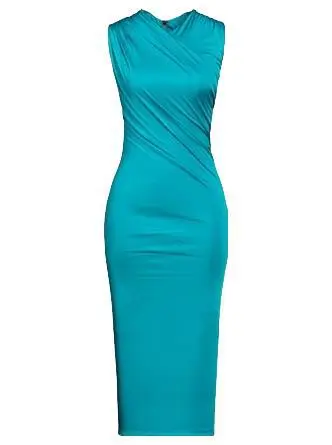 Versace Midi Dress With Crewneck And Sleeveless Design - Turquoise