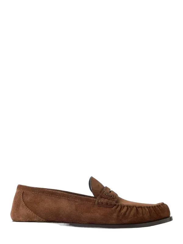 Saint Laurent Laurent Suede Penny Loafers - Brown