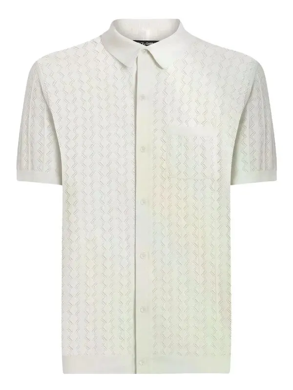 Dolce & Gabbana Openwork Cotton Polo Shirt - White
