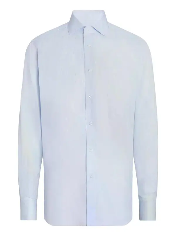Zegna Micro-checked 300 Cotton Shirt - Blue