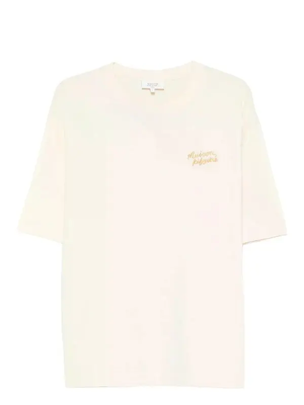 Maison Kitsuné Handwriting-embroidered T-shirt - Yellow