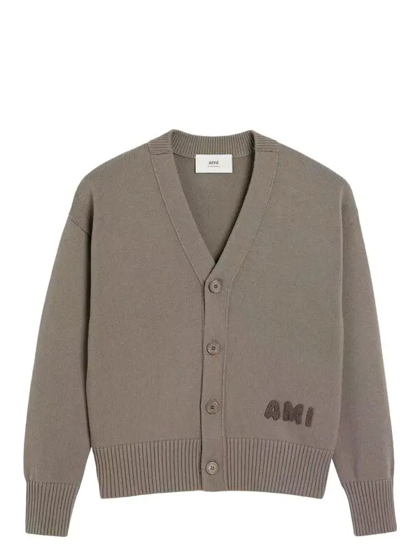 Ami Embroidered Cardigan - Grey