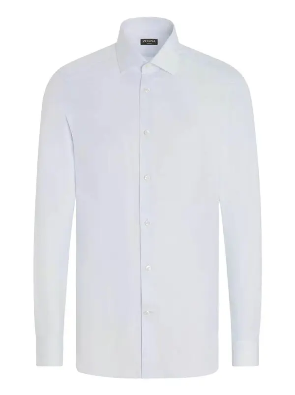 Zegna Micro-structured Cotton Shirt - Blue