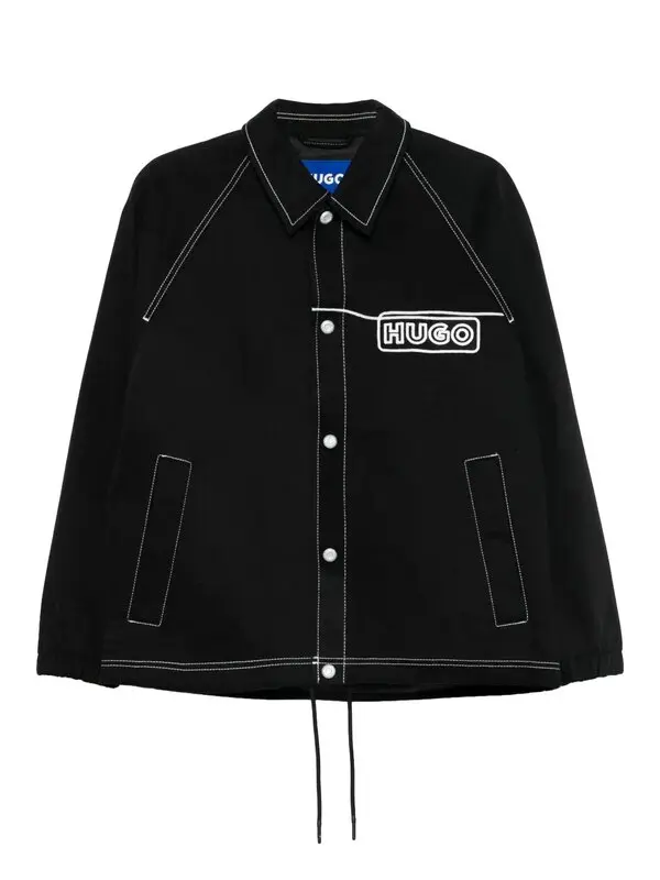 BOSS Chain-stitch Logo Cotton Jacket - Black