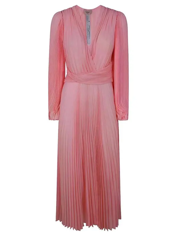 TWINSET Pleated Georgette Midi Dress - Pink