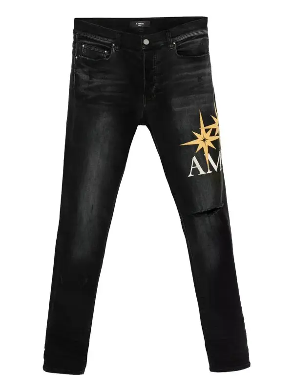 Amiri Starburst Appliqué Jeans - Black