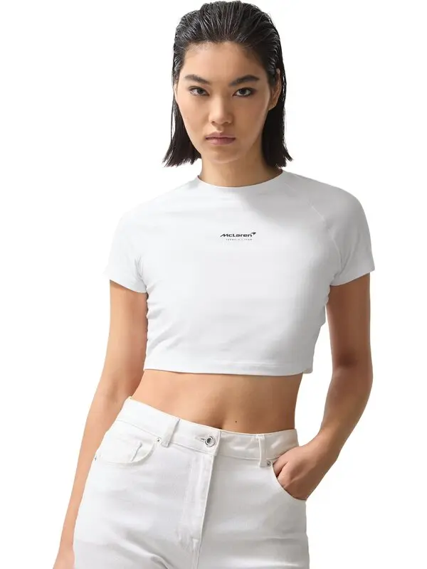 REISS X Mclaren F1 Team Grace Cropped Logo T-shirt - White