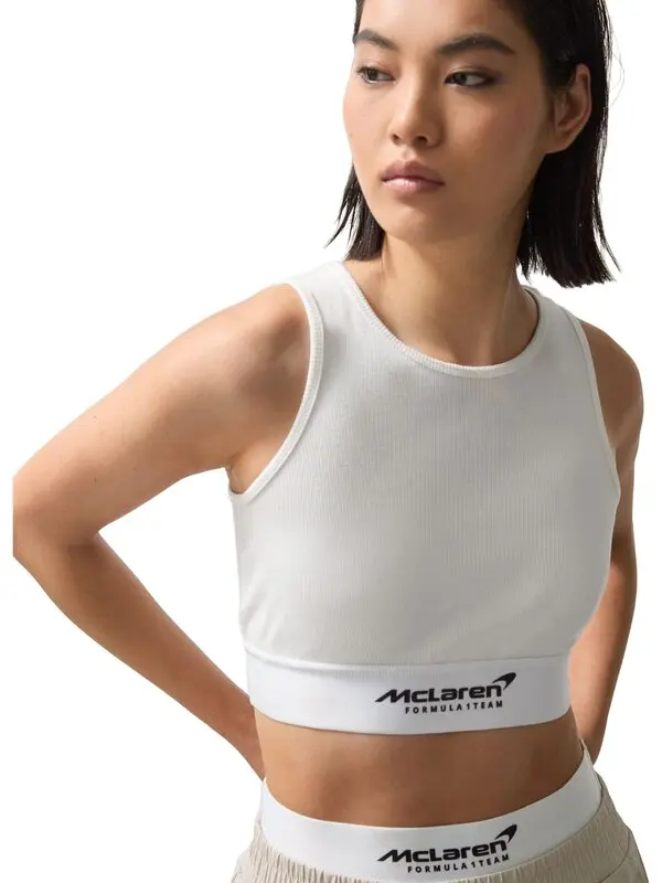 REISS F1 Team Ribbed Cropped Vest - White