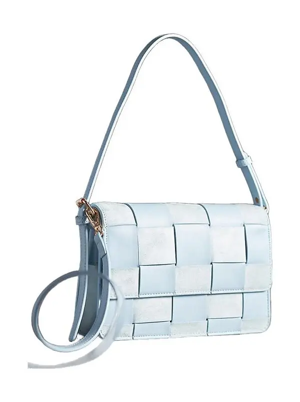 Anthropologie Faux-suede Woven Shoulder Bag - Light Blue