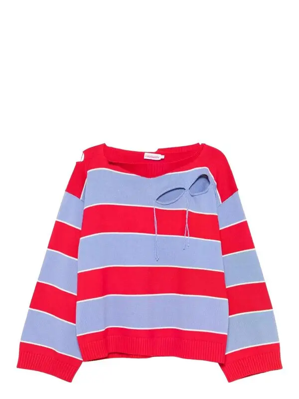 CHARLES JEFFREY Slash Stripe Sweater - Red