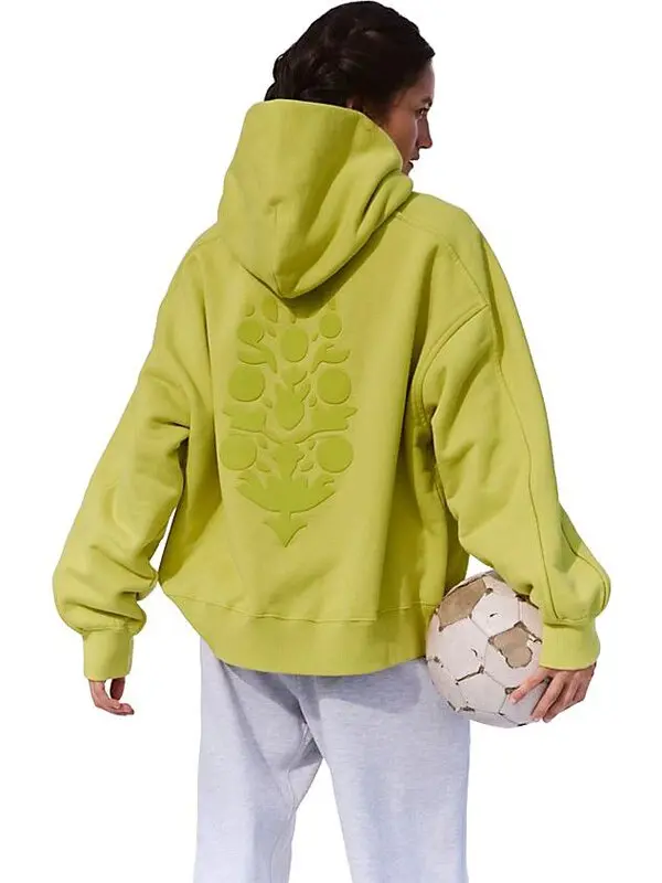 Free People Flocked Buti Logo Hoodie - Honeydew