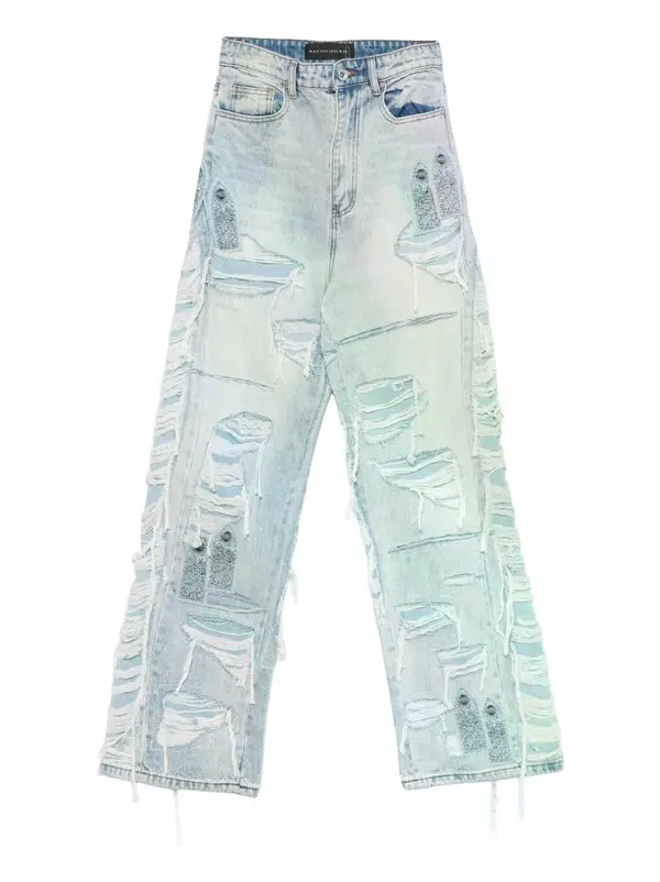 WHO DECIDES WAR BY EV BRAVADO Full Distress Arch Jeans - Blue