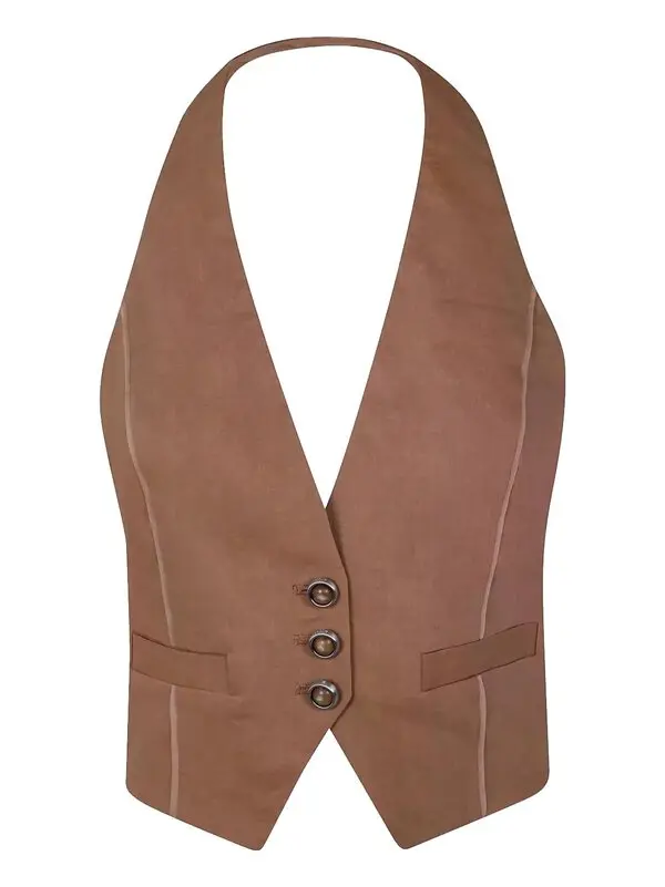 Pinko Open Back Vest - Brown