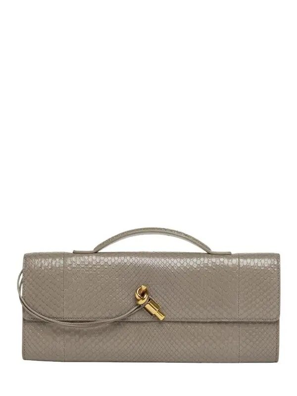 Bottega Veneta Andiamo Python Clutch Bag - Drizzle