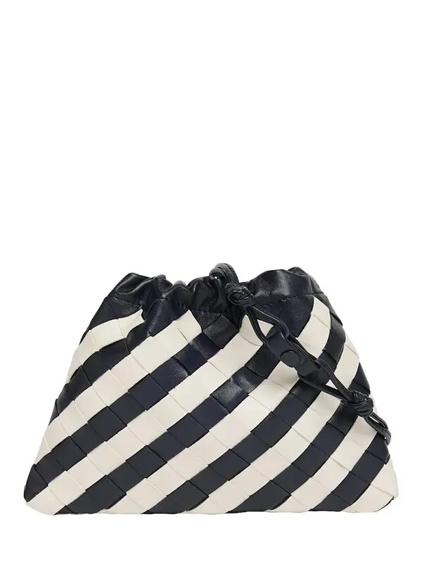 Bottega Veneta Small Striped Leather Pouch Crossbody Bag - Space/chalk
