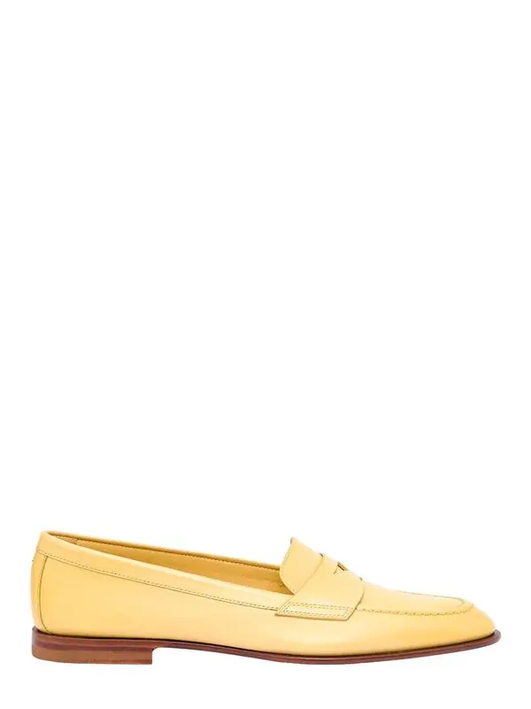 Santoni Calfskin Leather Penny Loafers - Yellow
