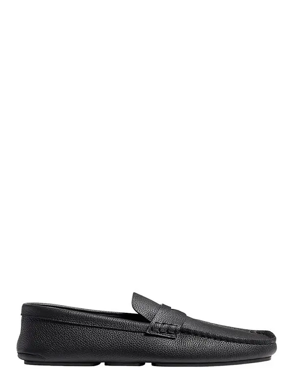 Khaite Billy Grained Leather Penny Loafers - Black