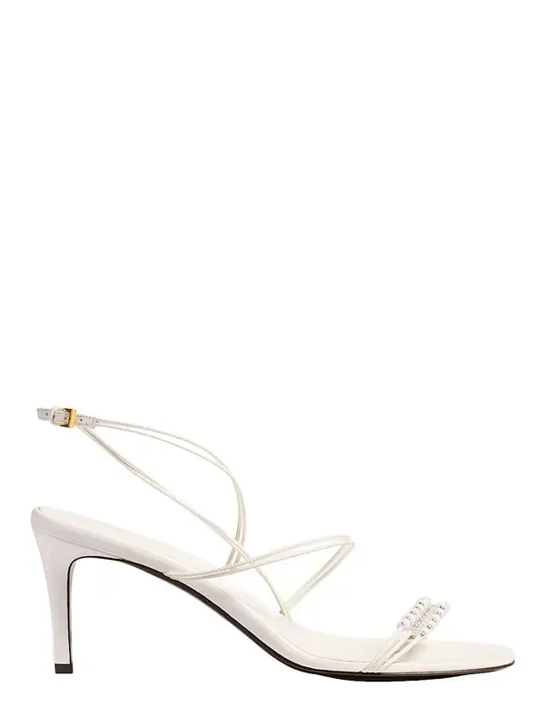 Khaite Beaded Leather Stiletto Sandals - Optic White