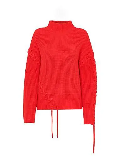 Whistles Lacing-detail Ribbed Cotton-blend Jumper - Red