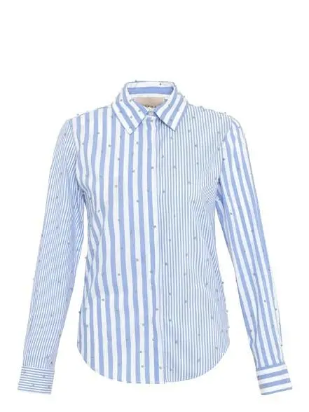 THEO THE LABEL Echo Mix Stripe Pearly Shirt - Palace/silver