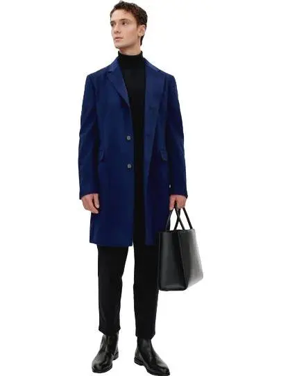 GOBI MONGOLIAN CASHMERE Classic Single Breasted Coat - Navy