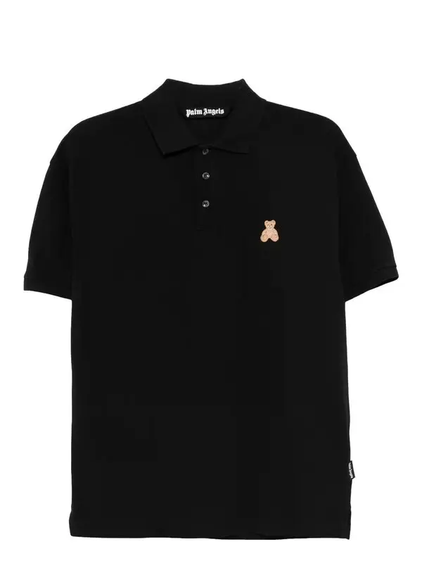 Palm Angels Mini Bear In Mind Polo Shirt - Black