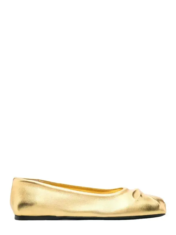 Marni Bow-detail Ballet Flats - Gold