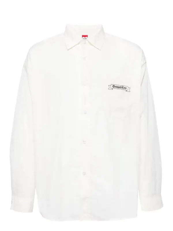 GROUND ZERO Logo-print Long-sleeve Shirt - White