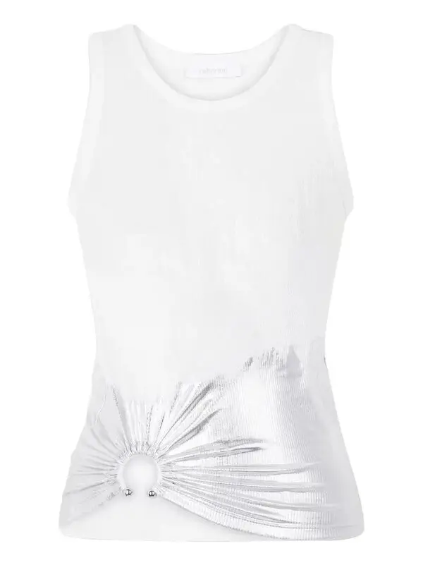 Rabanne Piercing-appliqué Ribbed Tank Top - White