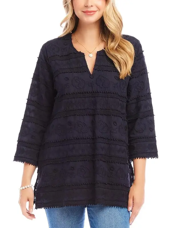 Karen Kane Embroidered Tunic - Navy