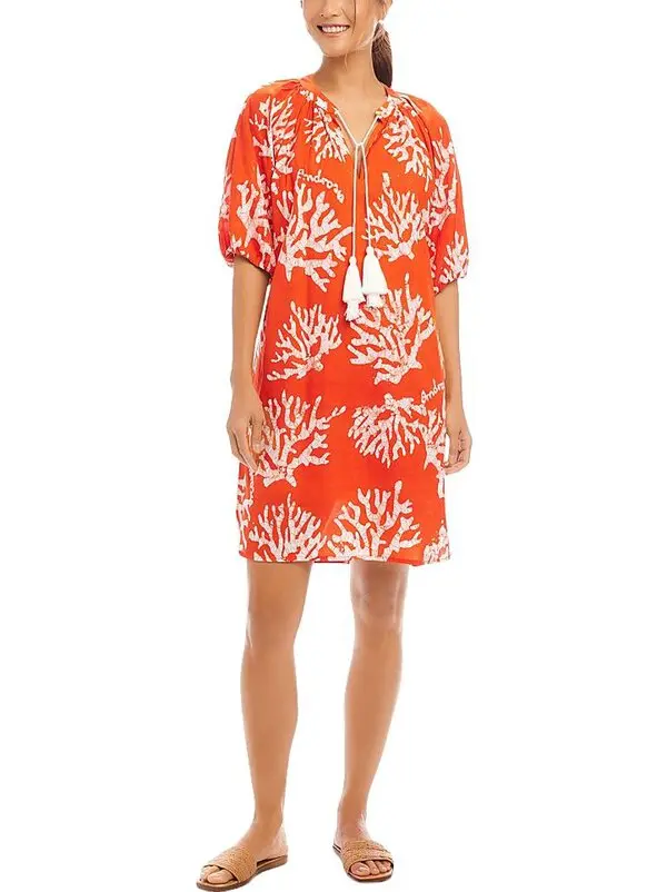 Karen Kane Puff Sleeve Tassel Dress - Orange