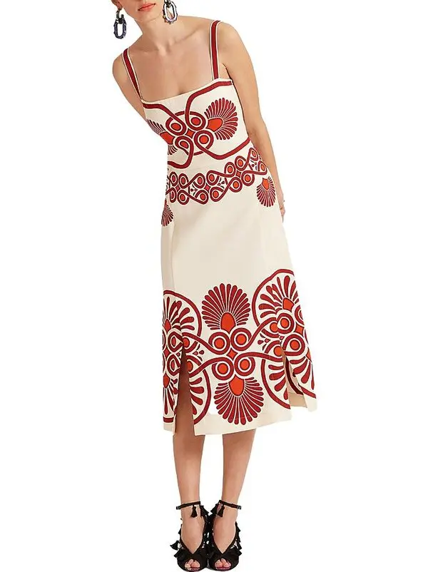 La DoubleJ Printed Midi Dress - Medallion Placee Cream