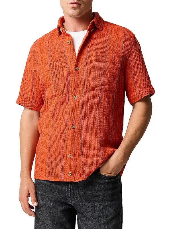 Rodd & Gunn Point Break Regular Fit Short Sleeve Shirt - Tangerine