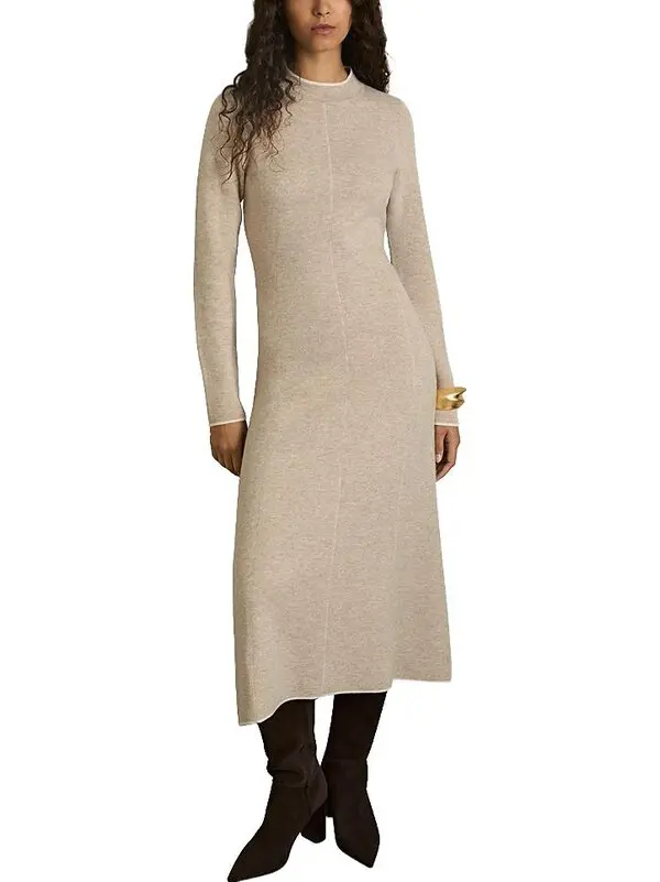 REISS Mila Knit Midi Dress - Neutral