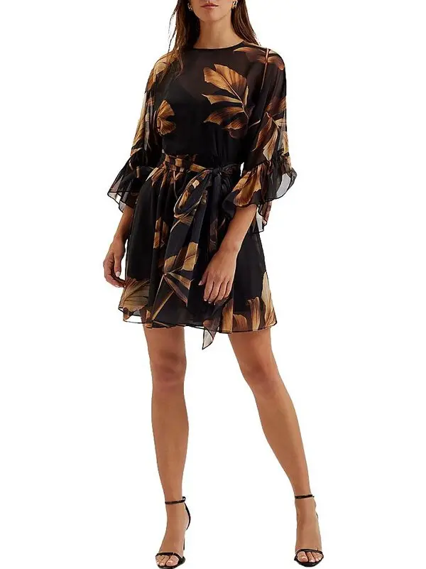 Ted Baker London Printed Mini Dress - Black