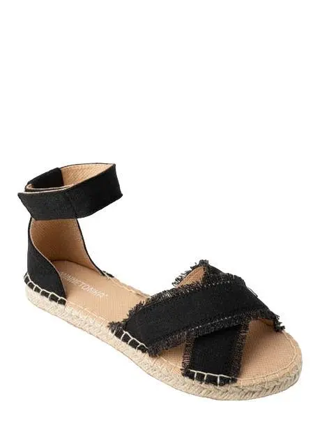 Minnetonka Pemma Ankle Strap Sandals - Black Linen