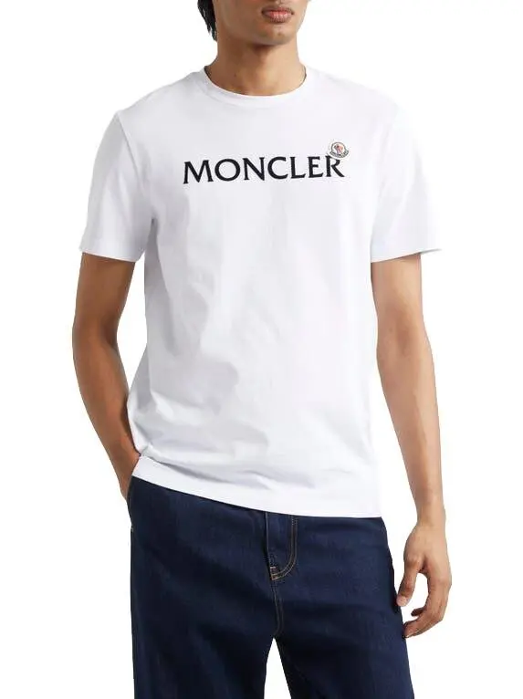 Moncler Logo Patch Graphic T-shirt - Brilliant White