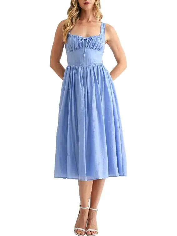 ALL IN FAVOR Set-in Waist Midi Dress - Periwinkle